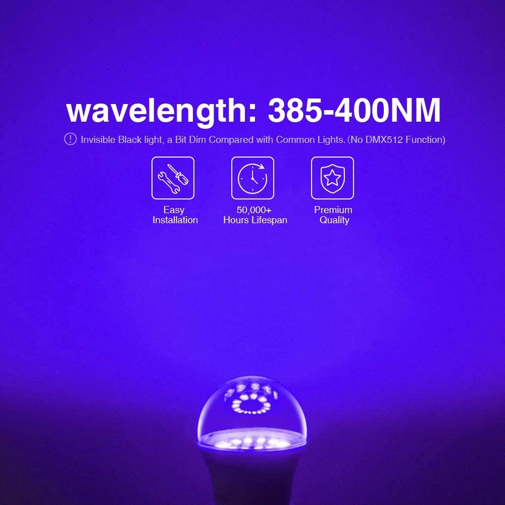 Onforu 32.8ft LED Black Light Strip Kit & Black Lights Bulb 2 Pack, 600 Units Lamp Beads, 12V Flexible Blacklight Fixtures, 10m LED Ribbon, A19 E26 Bulb, 385-400nm