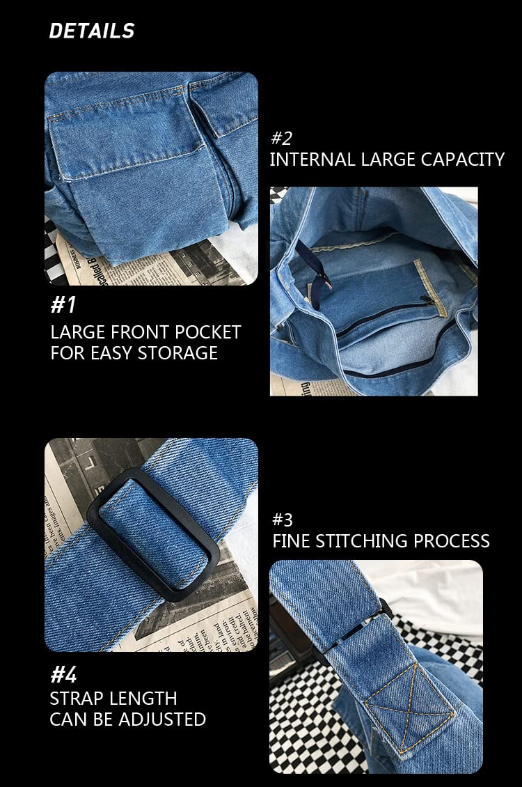 Single color Denim Canvas Handbag Cross Body Shoulder Purse Bag Tote-Handbag for Women (zz88 Light blue)