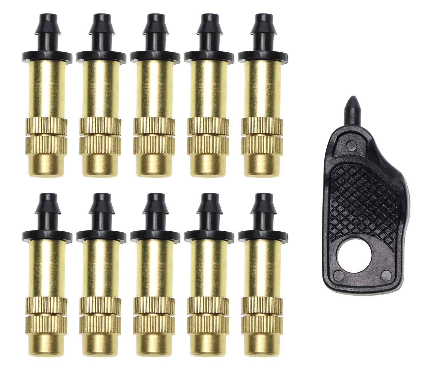 Mini Skater Garden Agricultural Irrigation 1/4-Inch(4/7) Barbed Drip Bulk Copper Plastic PE Cooling Fittings(10 Misting Nozzle)