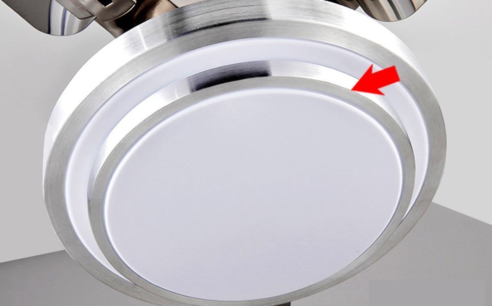 Modern LED Ceiling Fan 5 Stainless Steel Blades and Remote Control 3-Light Changes Indoor Quiet Energy Saving Fan Chandelier for Home Decoration 48-in
