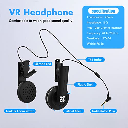 QIUQIAN VR Headphone for Oculus Quest 2 in-Ear All-in-one Headset Noise Reduction High Sensitivity Stereo Gaming Earphones VR Accessory