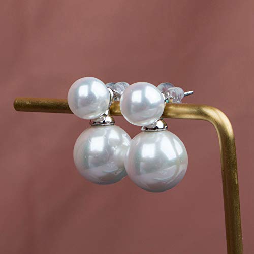 Rakumi Sterling Silver 8-12mm Double Pearl Studs Earrings White
