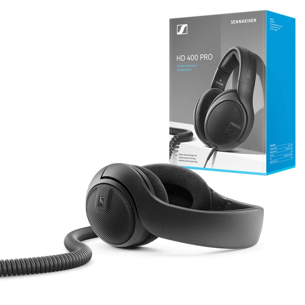 Sennheiser HD 400 PRO Open Back Dynamic Headphones for Studio, Mixing, Video, Audio Production, Twitch, High Definition music listening, removable 1/8â cable w ÂŒâ adaptor,Black
