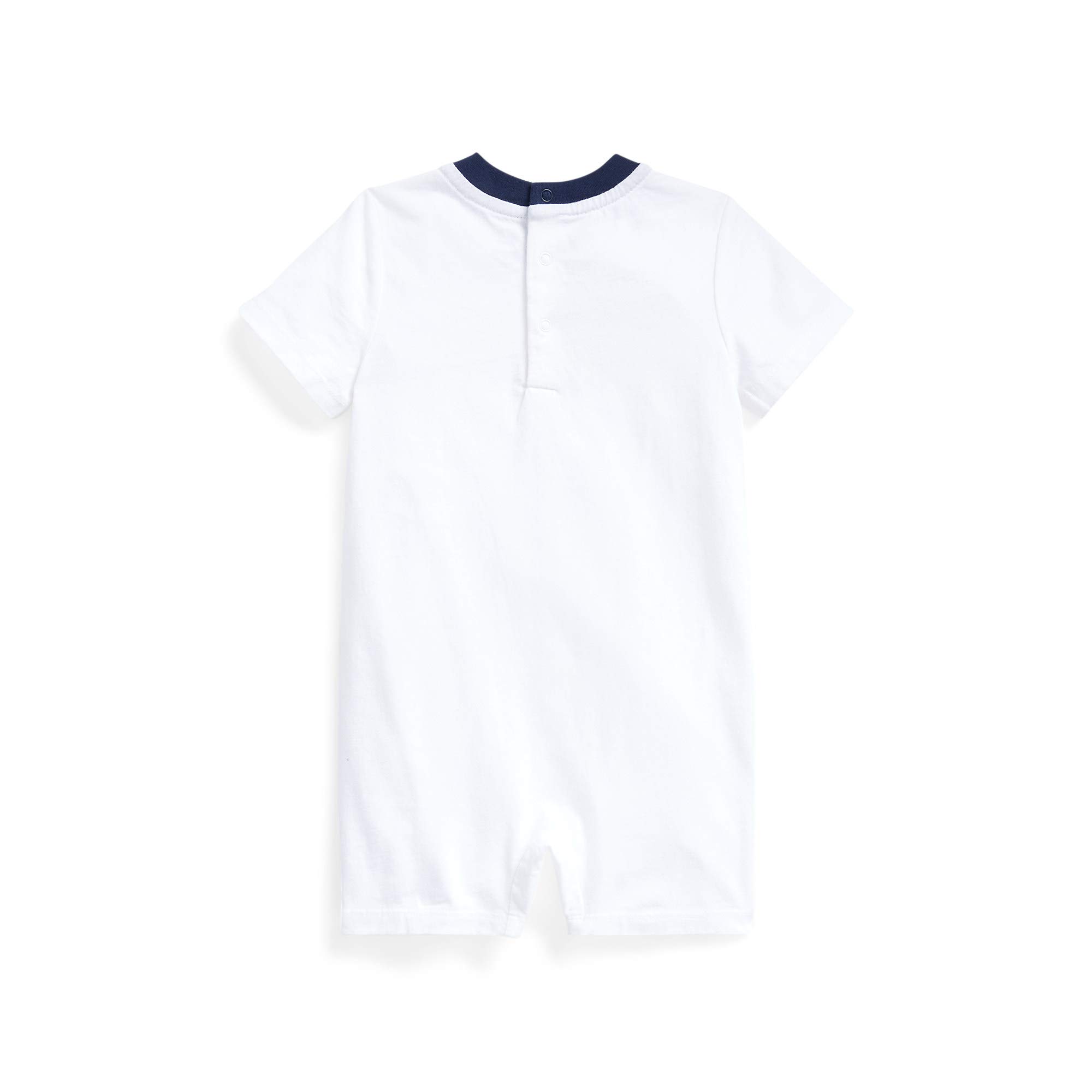 Ralph Lauren Baby Boys Sparkler Bear Cotton Shortall Romper (White(5001)/Gold, Newborn)