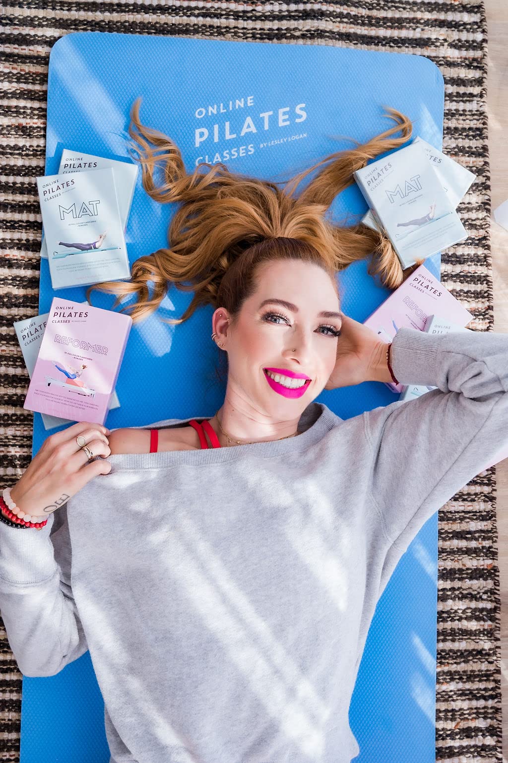 OnlinePilatesClasses Mat Pilates Workout Cards with Video Tutorials, 42 All-Level Exercise Flash Cards Ideal for Yoga, Abs, Core Workouts and Fitness Enthusiasts, No Equipment Needed