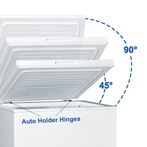 SMETA Deep Freezer Chest 5.5 Cubic Feet Small Freezers Freezer Chest 5.0 Cu. Ft Compact Top Door for Home Kitchen Apartments House Basement Dorm, Freezing Freestanding with Removable Basket, White