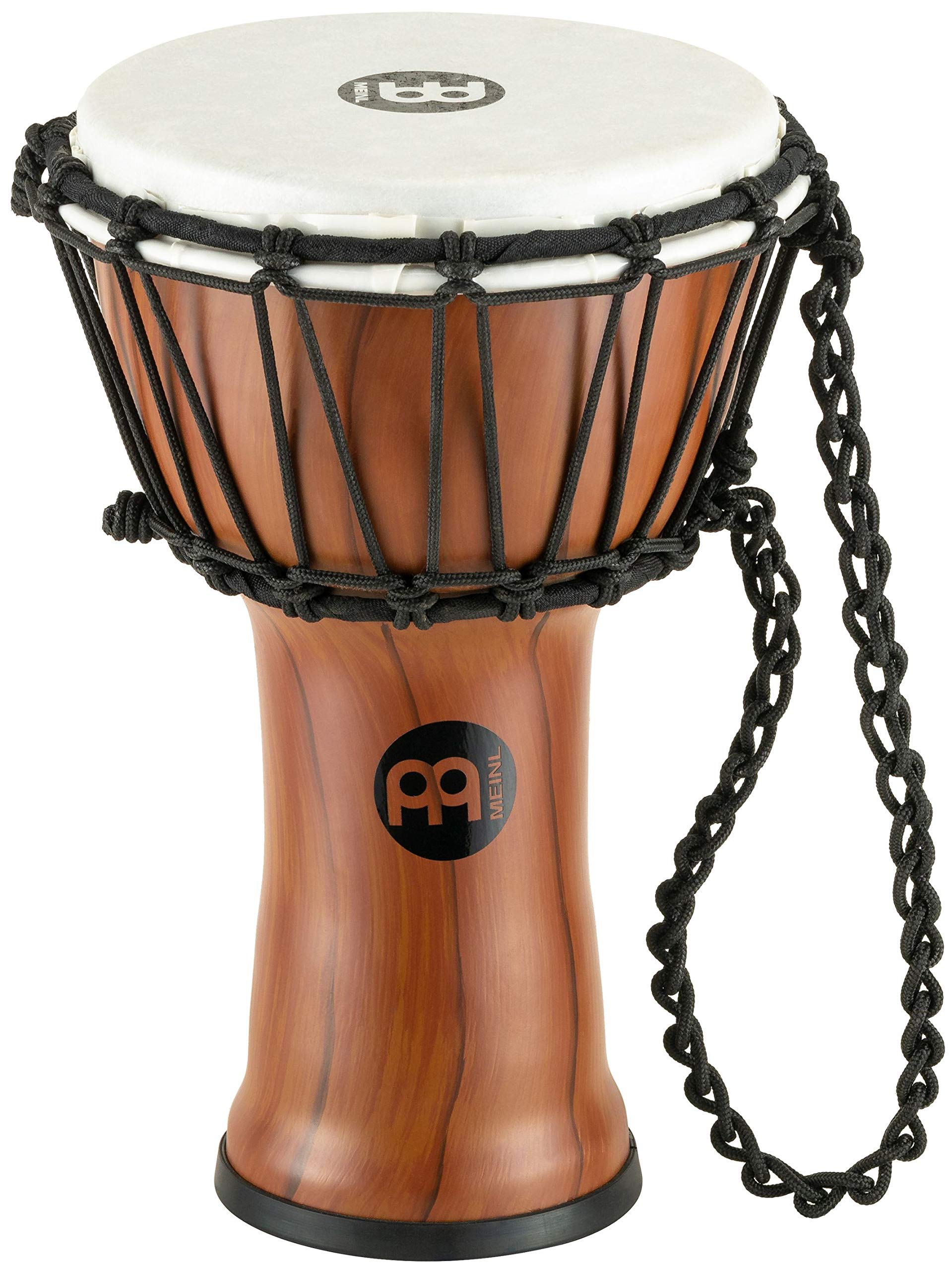 Meinl Percussion Junior Djembe Hand Drum Circle Instrument, Synthetic Shell and Head ā NOT Made in China ā Compact Size Rope Tuned, 2-Year Warranty (JRD-TA)