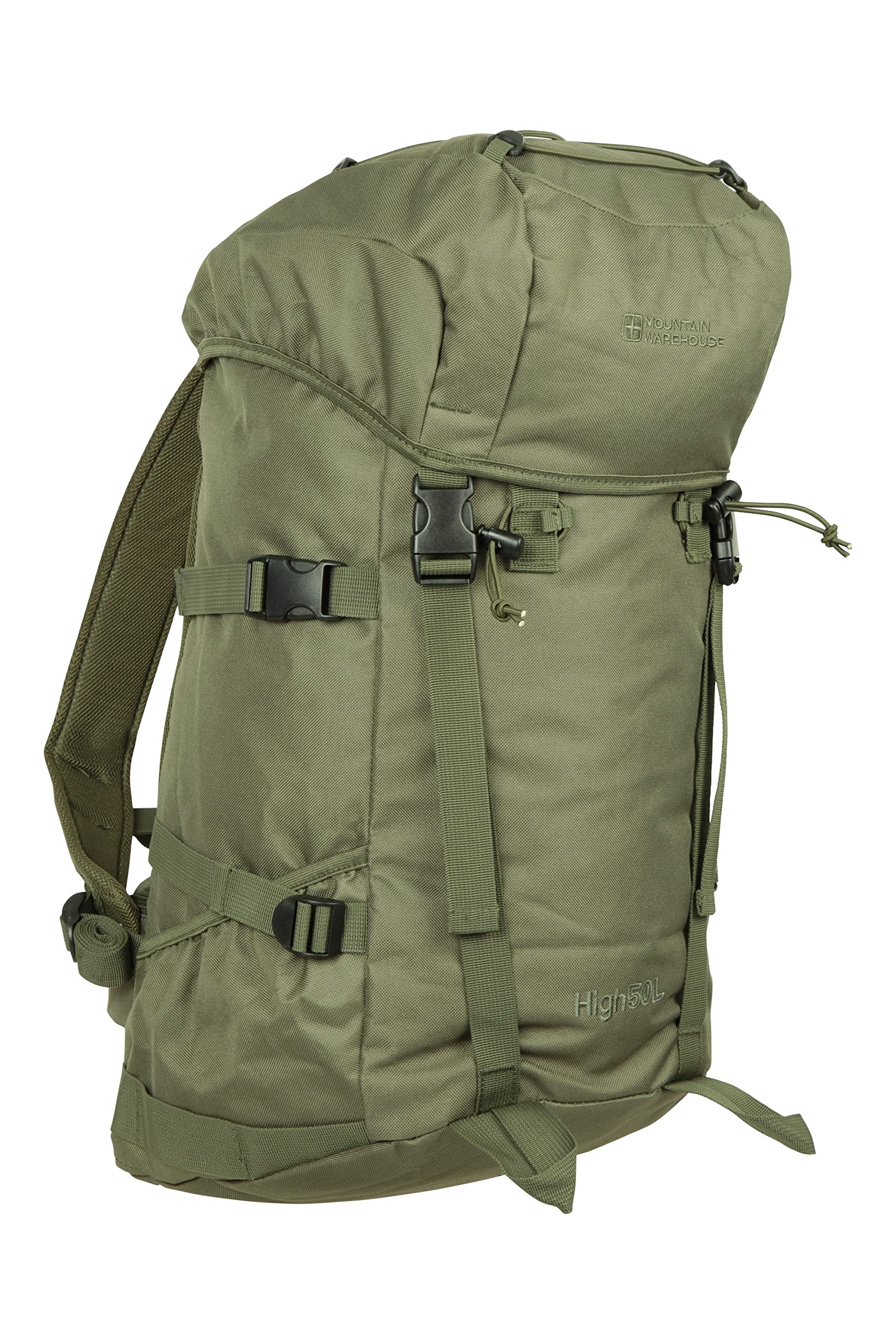 Mountain Warehouse High 50L Rucksack - Practical, Padded Bagpack Green