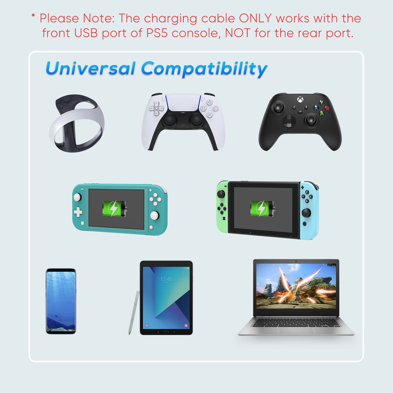 YUANHOT Controller Charging Cable and Mount for PS5/PSVR2,2-in-1 Charger Cord Kit Games Storage Charger Controller Accessories for PS5/ PSVR2