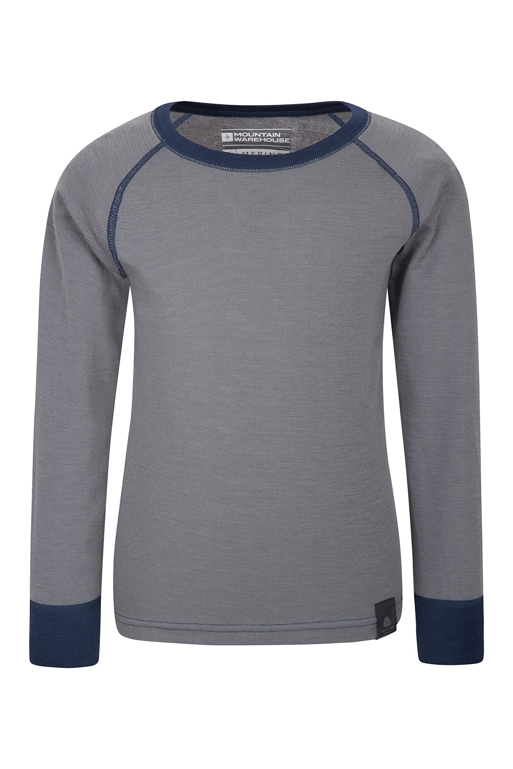 Mountain Warehouse Merino Kids Top - Warm Thermal Baselayer Grey 11-12 Years