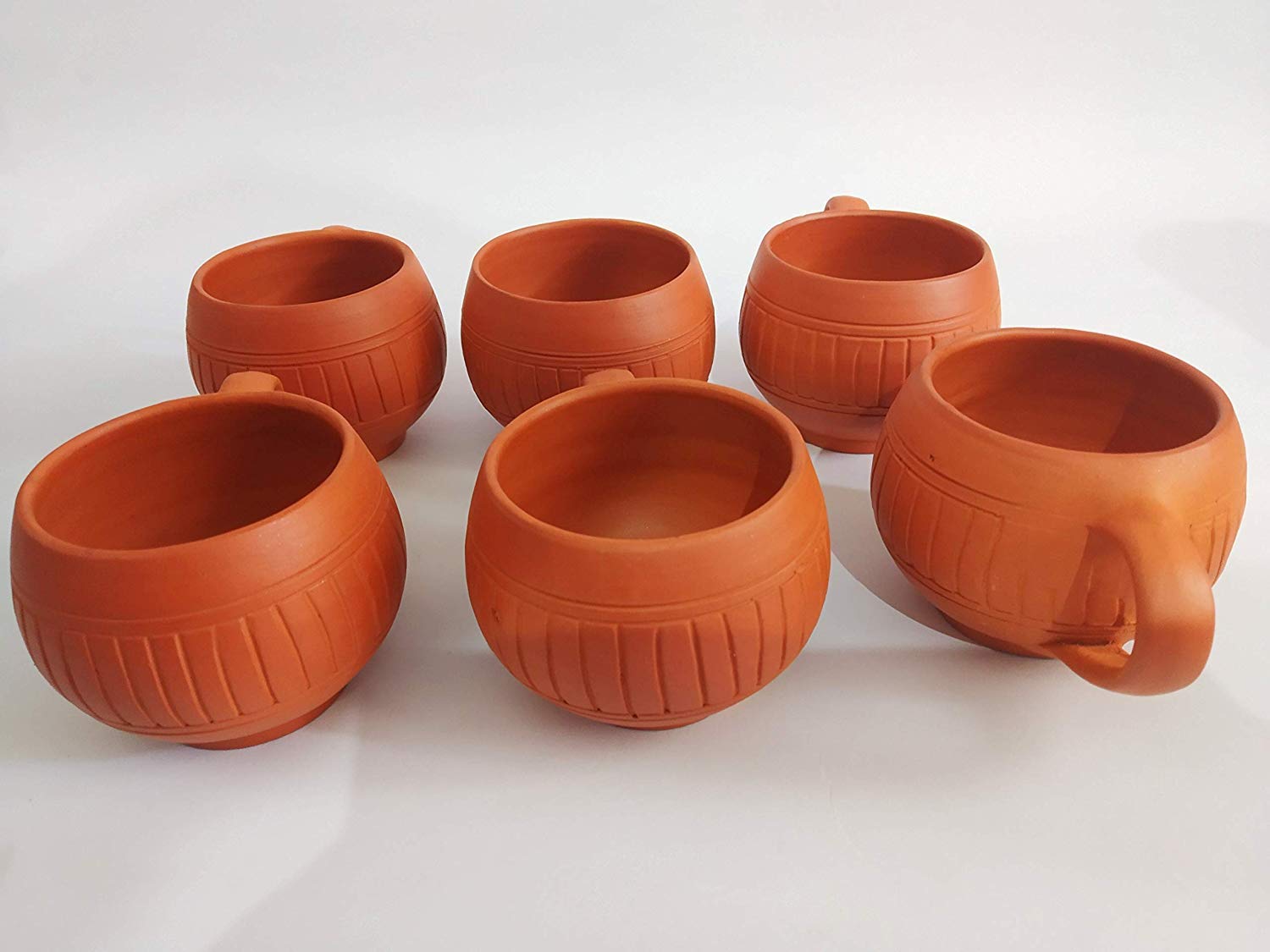 Odishabazaar Terracotta(Real Mitti) Unglazed Clay Mud Tea Cup - Set Of 6 using for Tea And Coffee 120ml