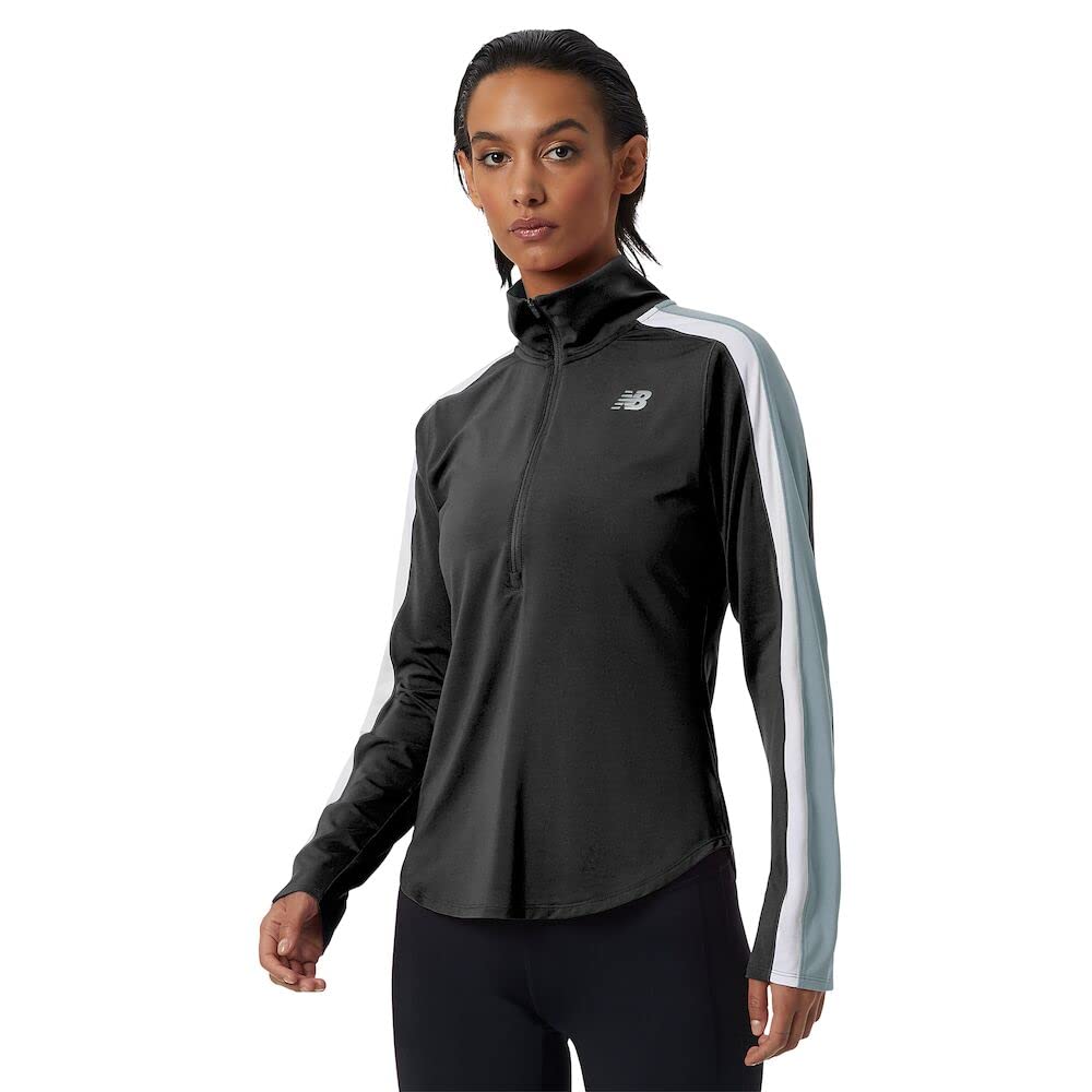 New Balance Women's Accelerate Half Zip, Black , Large