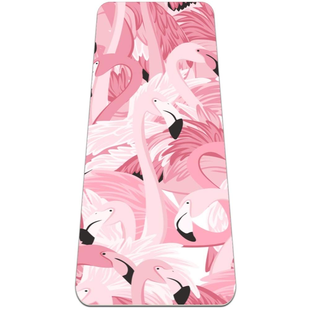 Pink Flamingo Pattern Yoga Mat Thick Non Slip Yoga Mats for Women&Girls Exercise Mat Soft Pilates Mats,(72x24 in, 1/4-Inch Thick)