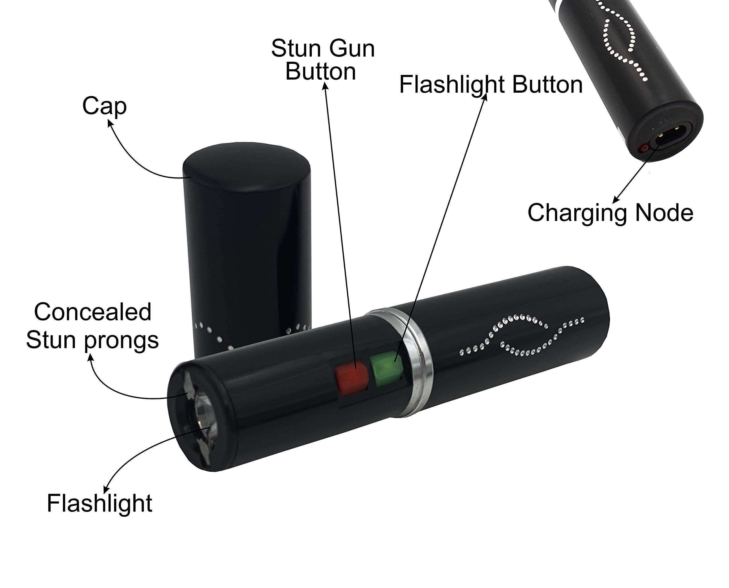 Super Heavy Duty Stun Gun for Self Defense with Bright Led Flashlight, Rechargeable Battery, Nylon Holsters with Belt Loop for Easy Cary (Black B)