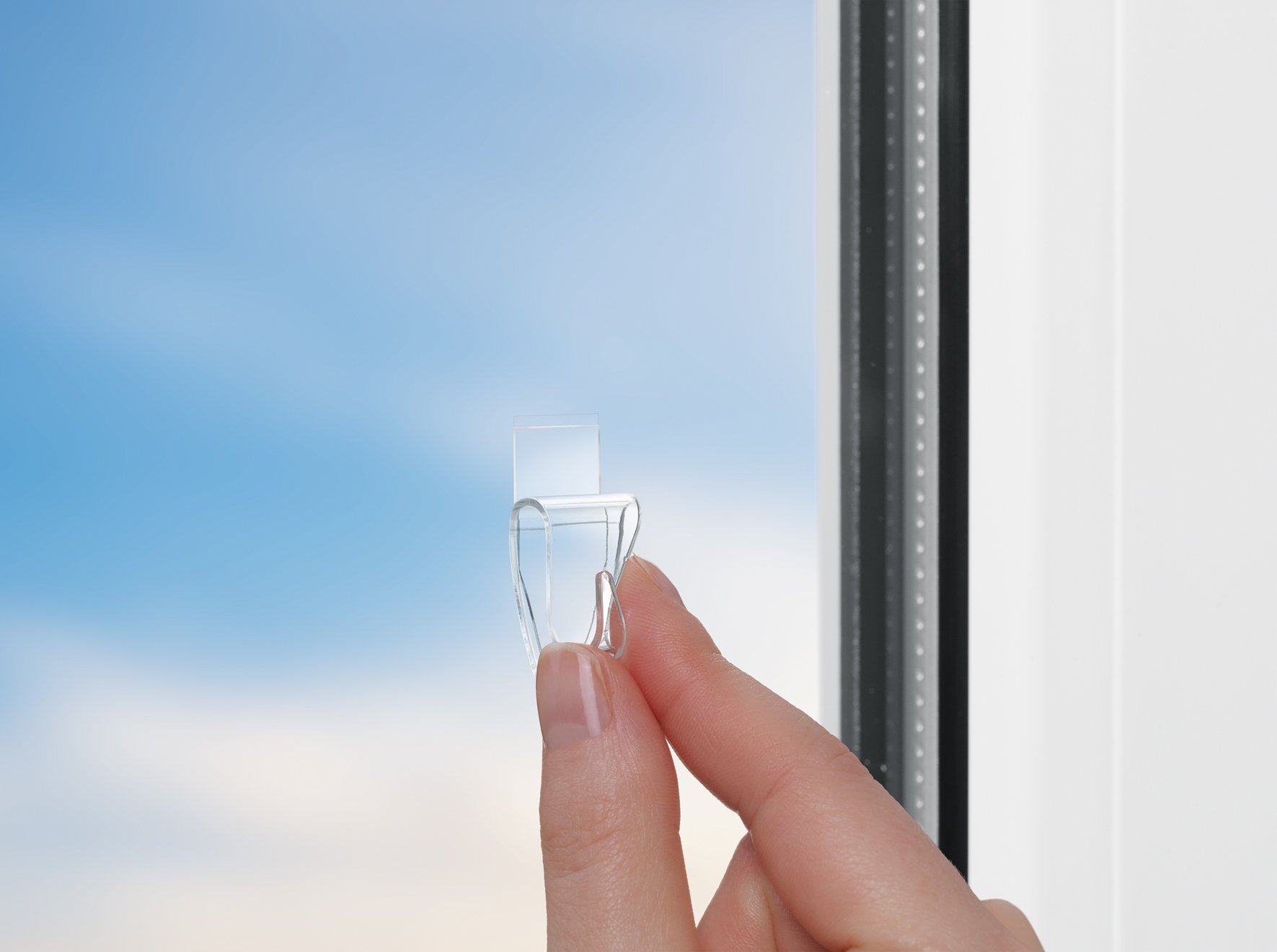 tesa Adhesive Hooks for Glass - Invisible Hanging Hooks for Mirrors & Transparent Surfaces - Holds up to 0.2 kg per Hook - Pack of 5 incl. 8 Adhesive Strips