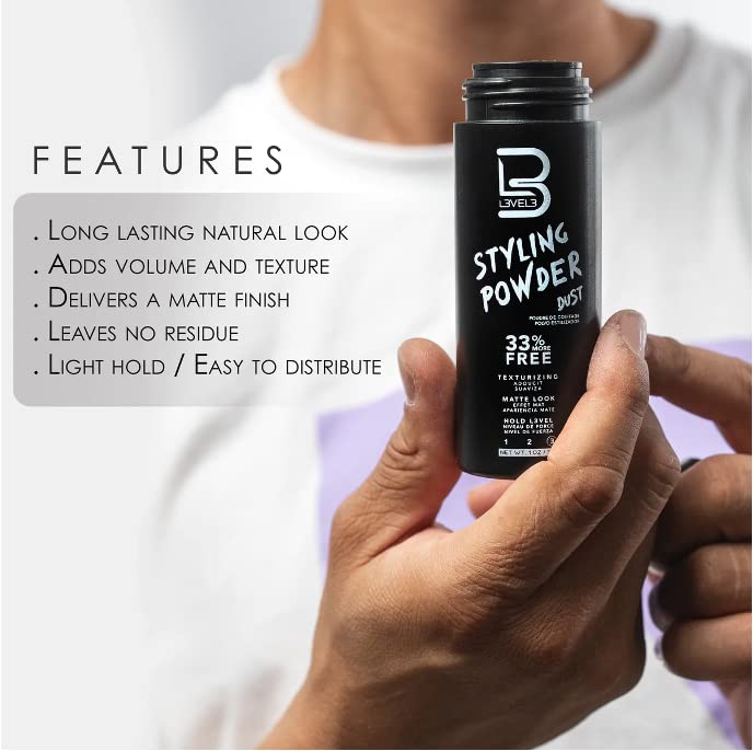 Styling Powder (6 Pack)- Natural Look Mens Powder - Easy to Apply with No Oil or Greasy Residue - Delivers Matte Finish
