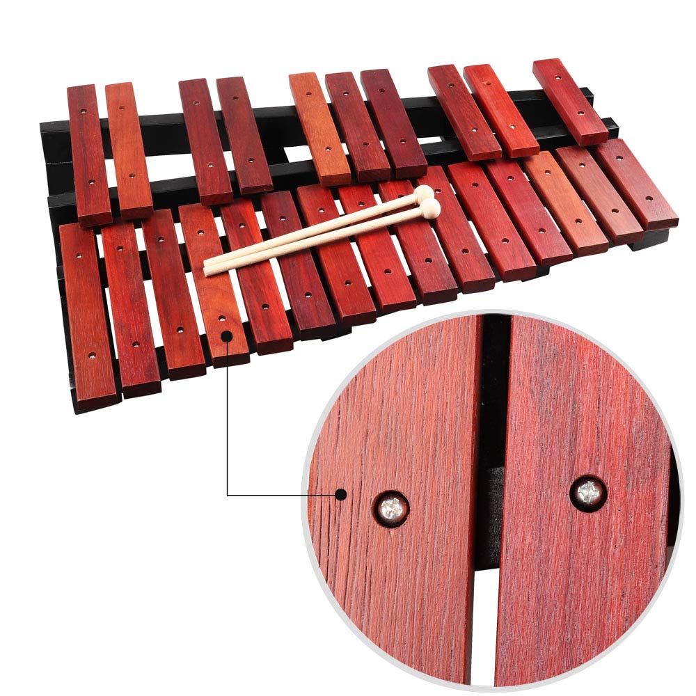 Mr.Power 25 Note Wood Xylophone G5- G7 Wooden Glockenspiel with Mallet, Case for School Student Band Professional Players