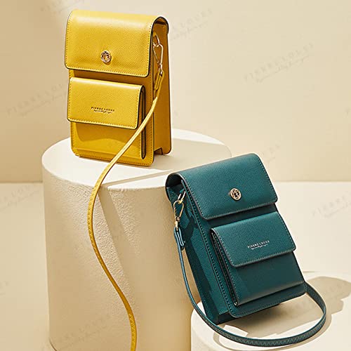 SUMGOGO Crossbody Bag for Women Leather Small Shoulder Purse Phone Bag Handbag Wallet (A-Yellow)