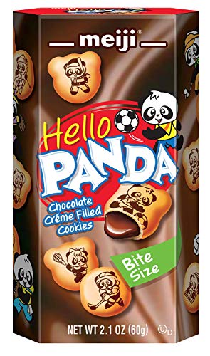 Meiji Hello Panda Cookies, Chocolate Crème Filled - 2.1 oz, Pack of 10 - Bite Sized Cookies with Fun Panda Sports