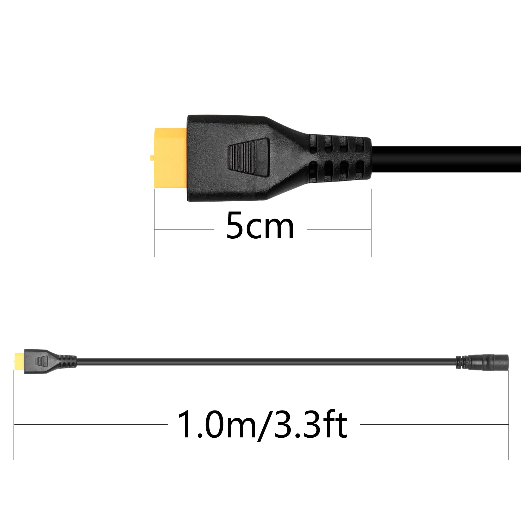 RIIEYOCA XT60 to DC 8mm Connector Adapter,XT60 Female to DC 7.9mm x 0.9mm Female 14AWG Power Cable,for Portable Power Station Solar Generator Solar Panel(1M/3Ft)