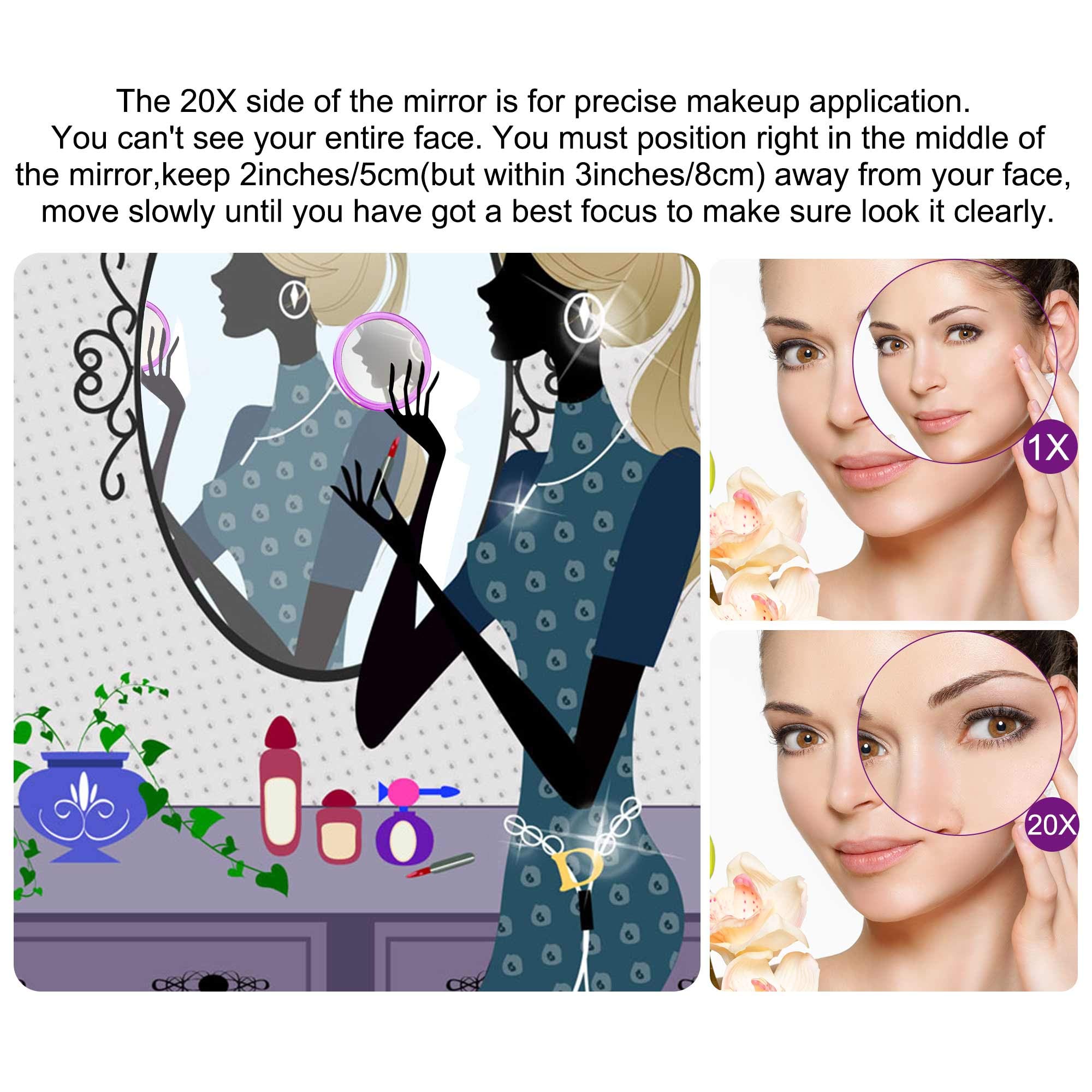 MIYADIVA Suction Cup Magnifying Mirror 20x Magnification with 2 Eyebrow Tweezers, Small Close Up Mirror for Precision Makeup & Hair Removal, 5", Black