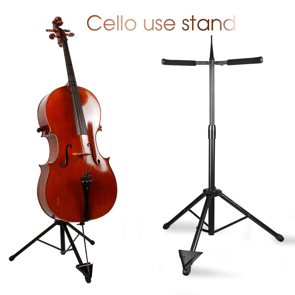 Mr.Power Adjustable Foldable Tripod Stand for Cello with Hook for Bow