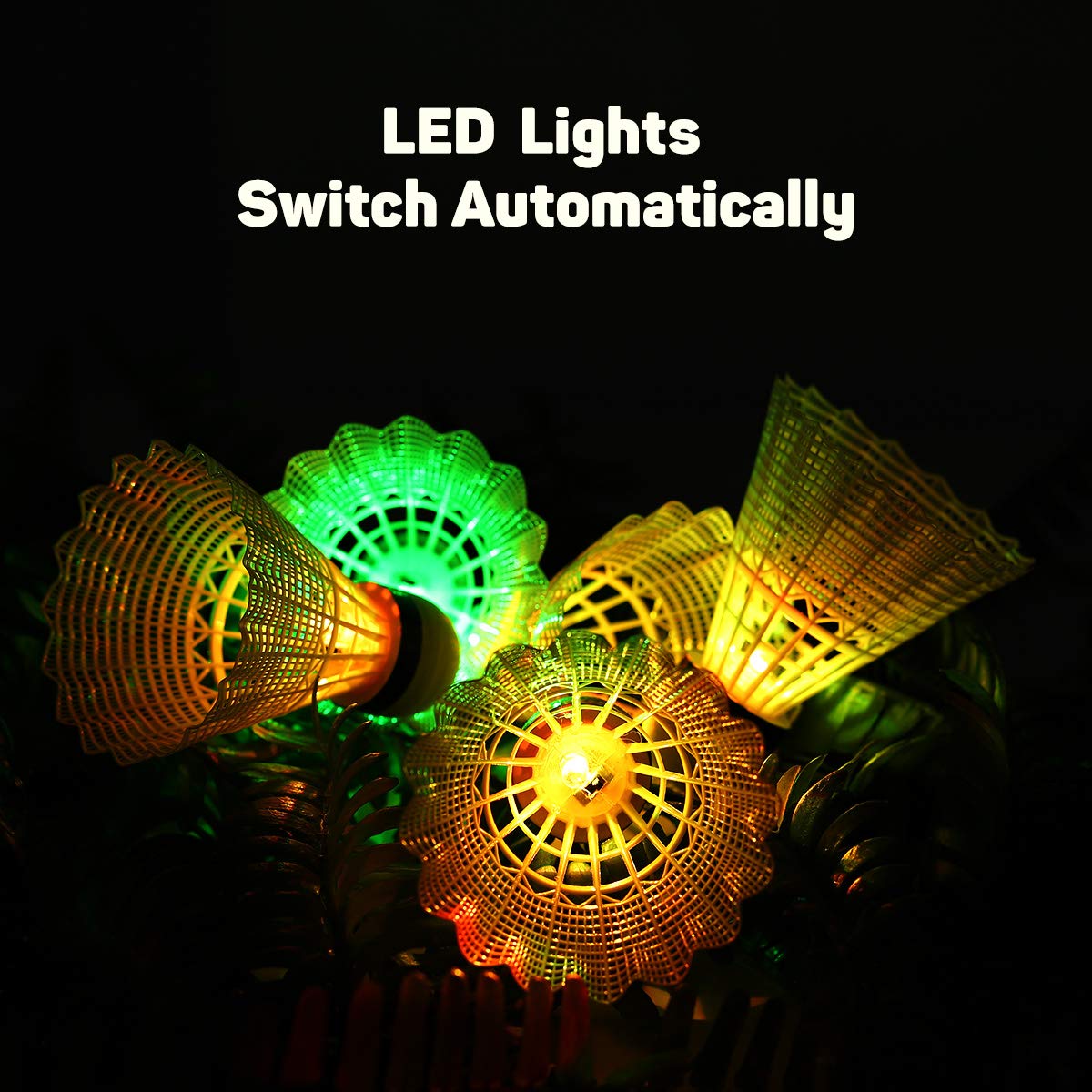 MoKo LED Badminton Shuttlecocks 6 Pack, Sports Nylon Outdoor Shuttlecocks Led Badmitton Set Lighting Badminton Birdies Glow Shuttlecock Glow Lighting Badminton Sets for Yard Game - White