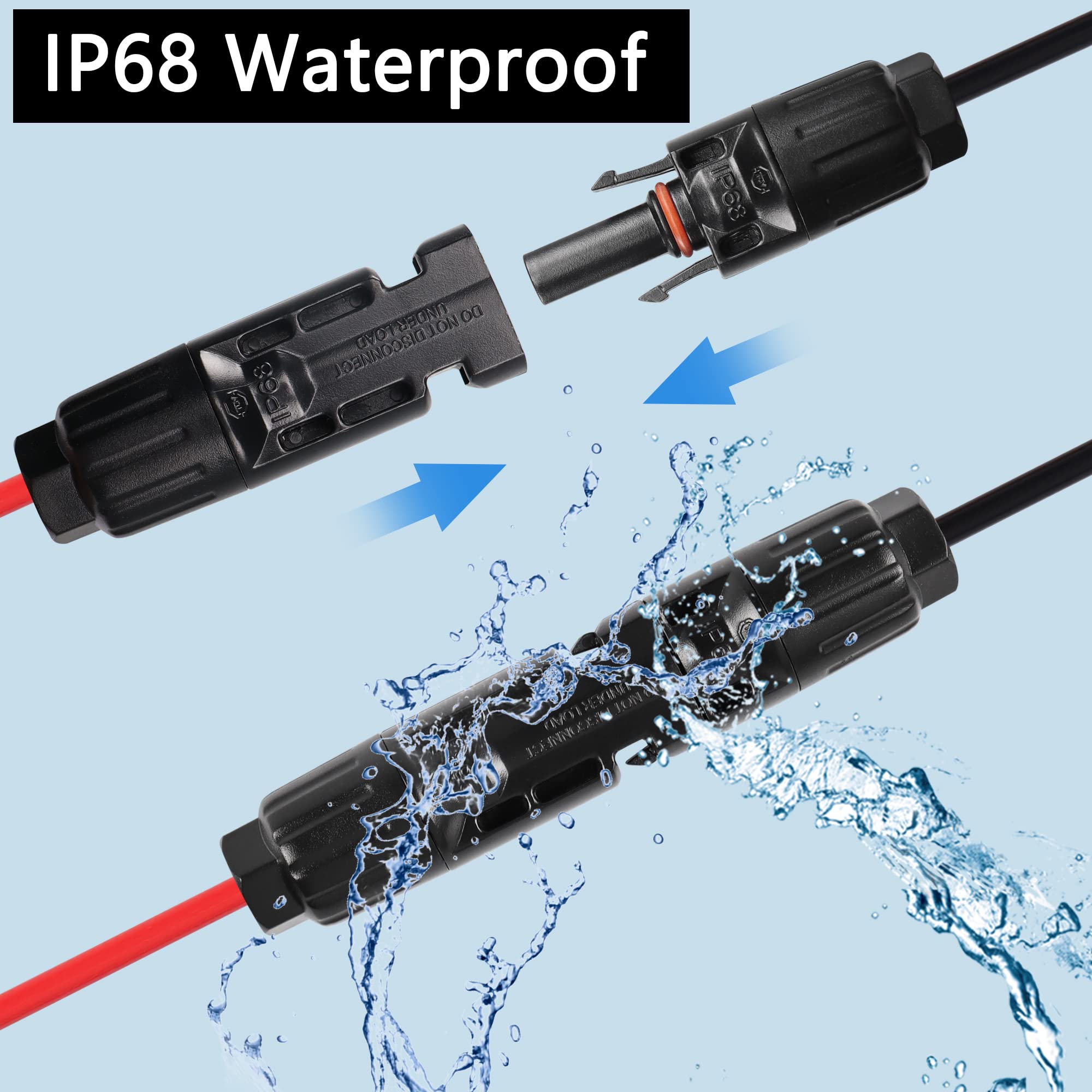 SinLoon Solar Panel Connector to DC 8mm Adapter Cable, IP68 Waterproof Y Branch Solar Extension Cable, with 5.5x2.5mm Converter Solar Cable for Solar Generator Portable Power Station (3M DC 8mm)
