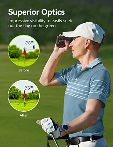REXMEO Golf Rangefinder with Slope, USB C Rechargeable Laser Range Finder Golfing 1000Y with 6X Magnification, High-Precision Flag Lock Pulse Vibration, Magnet Stripe for Target Shooting and Hunting