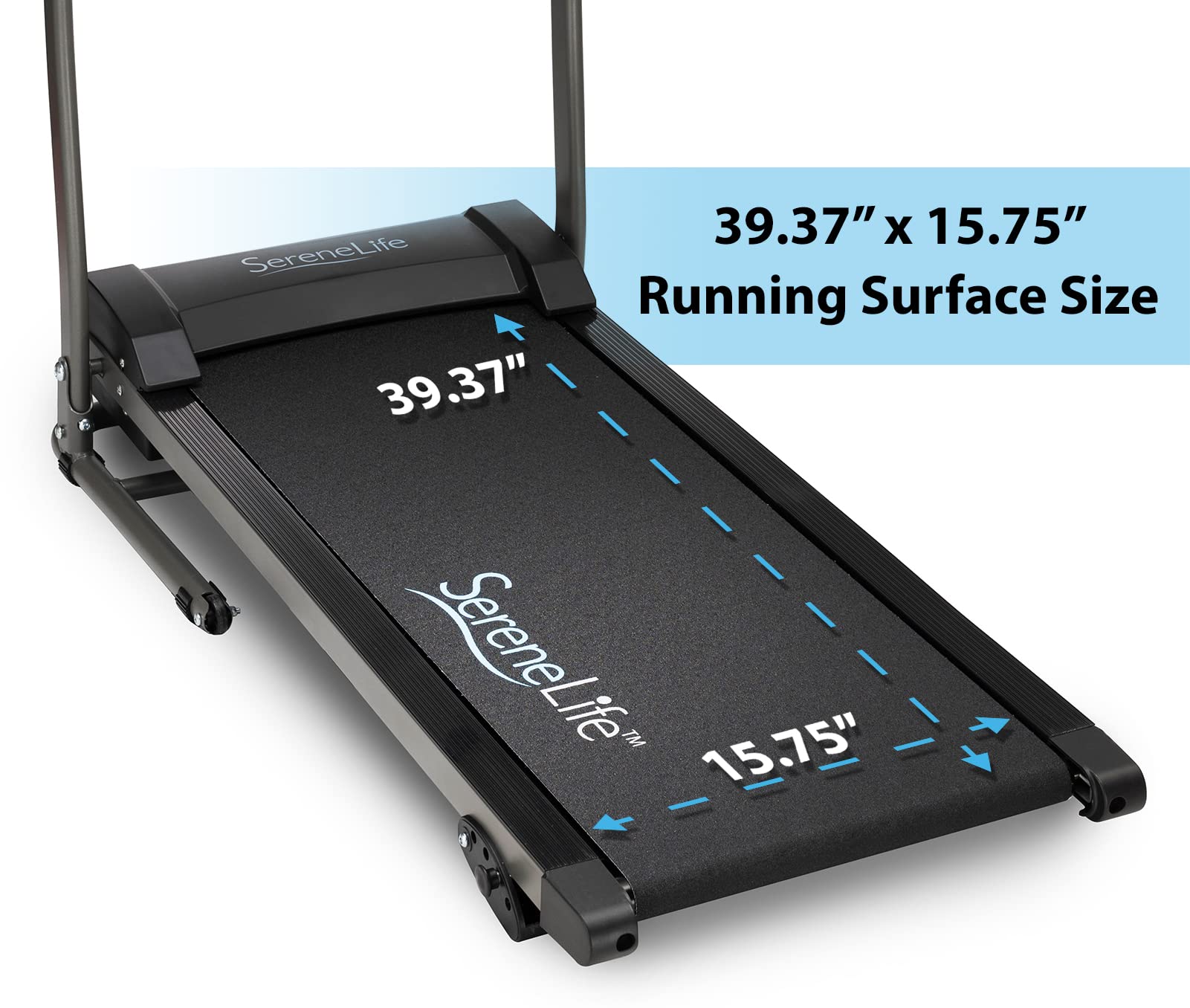 SereneLife Folding Treadmill - Foldable Home Fitness Equipment with LCD for Walking & Running - Cardio Exercise Machine - Preset and Adjustable Programs, Bluetooth, 4 Incline Levels, 12 Training Modes