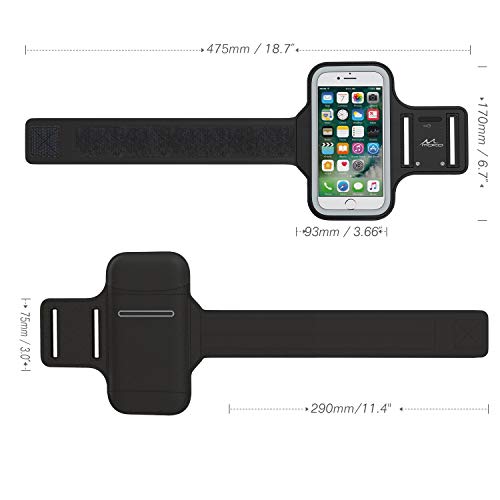 MoKo Phone Armband, Water Resistant Running Cell Phone Armband with Key Holder Adjustable Band Compitable with iPhone 11 Pro, X, Xs, 8, 7, 6, 6s, 5s, 5c, SE, 5, 4S,4 for Walking Fitness, Black