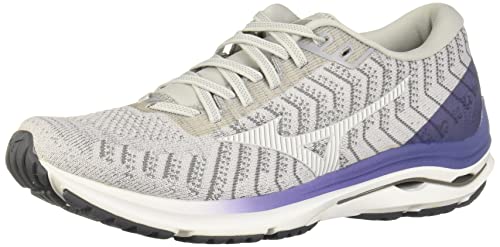 Mizuno womens Wave Rider 24 Waveknit Running Shoe, Lunar Rock-white, 7.5 US