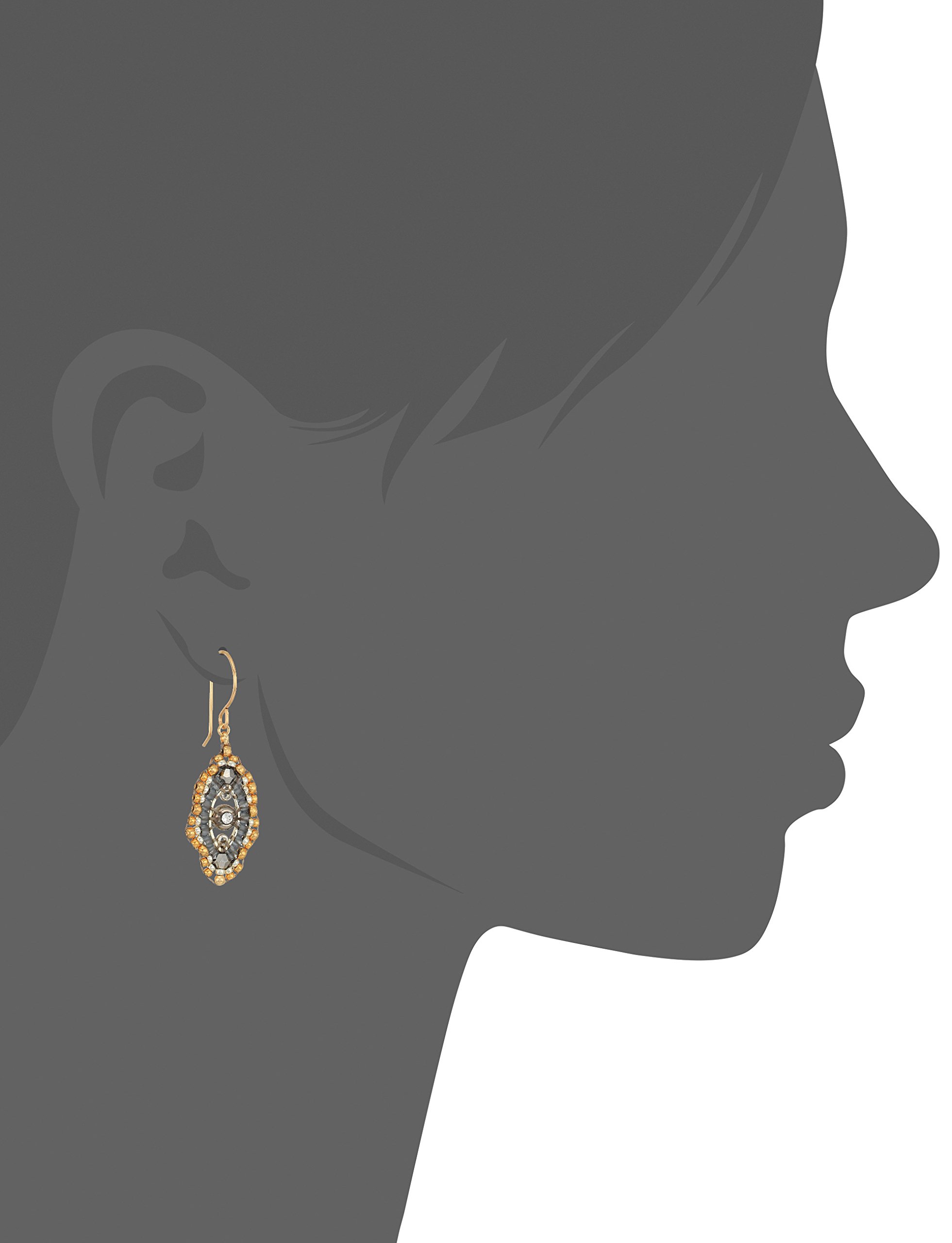 Miguel Ases Small Swarovski Center Oval Ruffle Contrast Drop Earrings