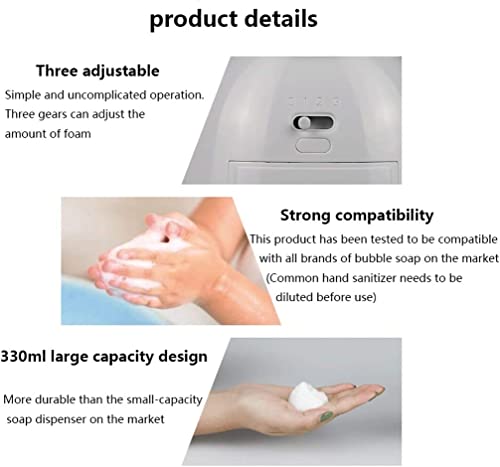 PAASHE Refillable Soap Dispenser Automatic Soap Dispenser 3 Level Adjustable Hand Soap Dispenser Foaming Soap Dispenser 10oz/300ml Rechargeable Soap Pump Easy to use