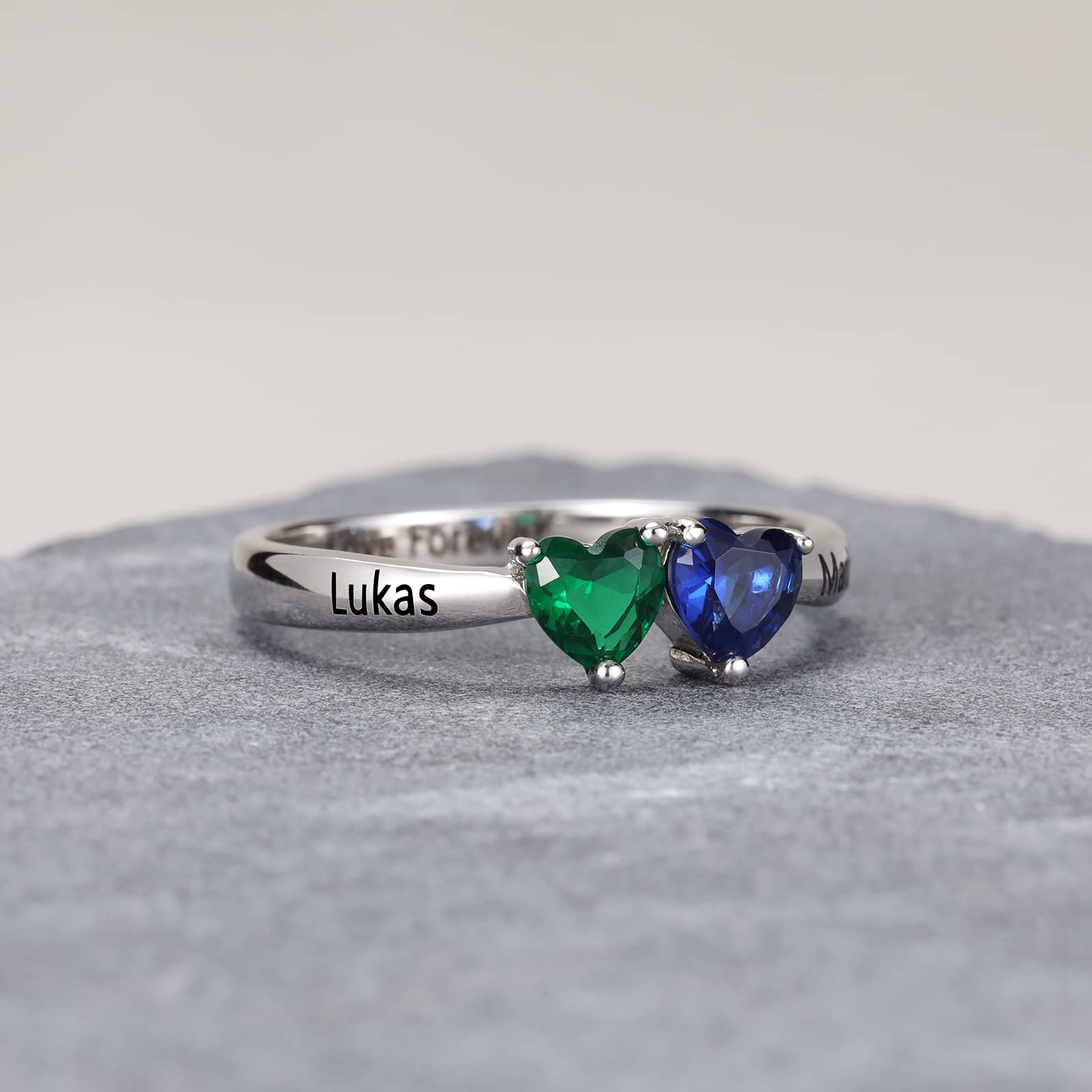 OPALSTOCK Personalized Promise Ring with Simulated Birthstones Engagement Rings for Women Custom Mothers Name Rings(8)
