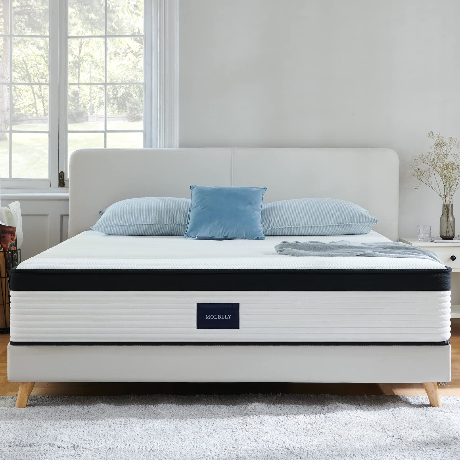 Molblly Full Mattress, 12 inch Innerspring Mattress in a Box, Ultimate Motion Isolation Individually Wrapped Pocket Coils Mattress, Pressure Relief and Supportive