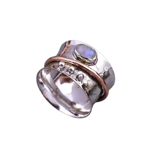 Natural Moonstone Spinner Ring, Fidget Boho Ring, Promise Ring for wedding, Meditation Ring, Solid sterling Silver Ring, Handmade Ring, Women Ring, Gift Her (6)