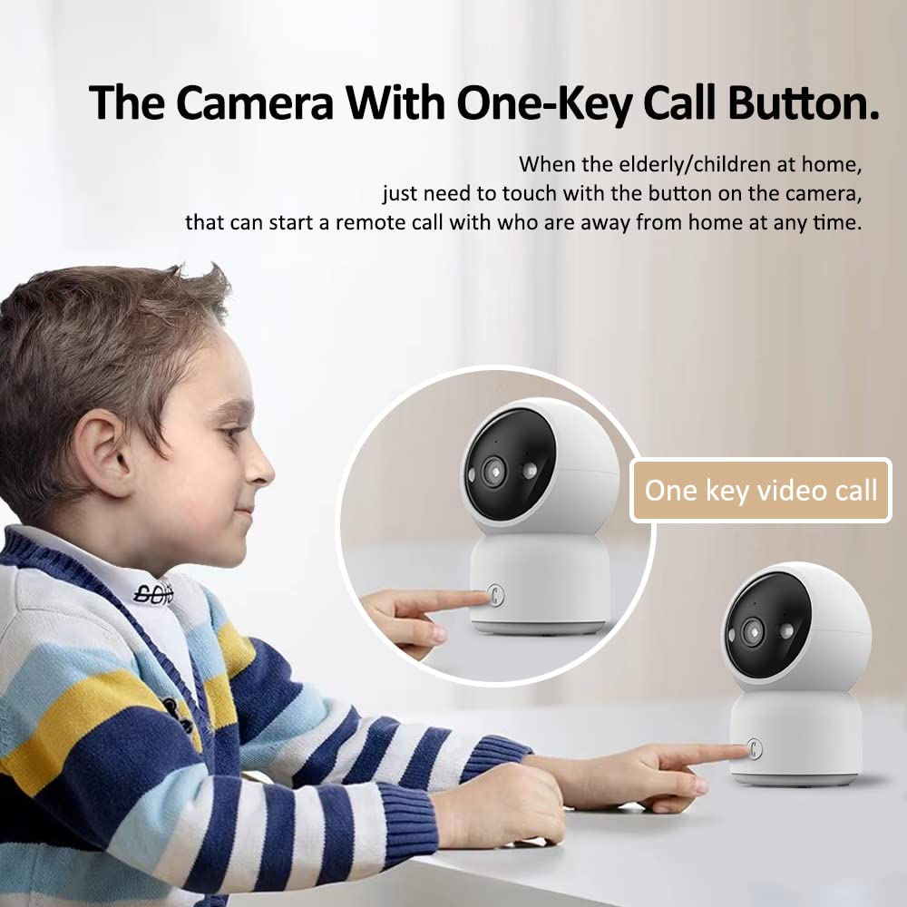 Ylkssulook 2PCS 3MP Indoor Smart Security Camera,2.4G/5G WiFi Baby Monitor Camera&Wireless Pet Camera for Home Security,Motion Detection,Night Vision,One-Key Call/2 Way Audio,Free Cloud Storage