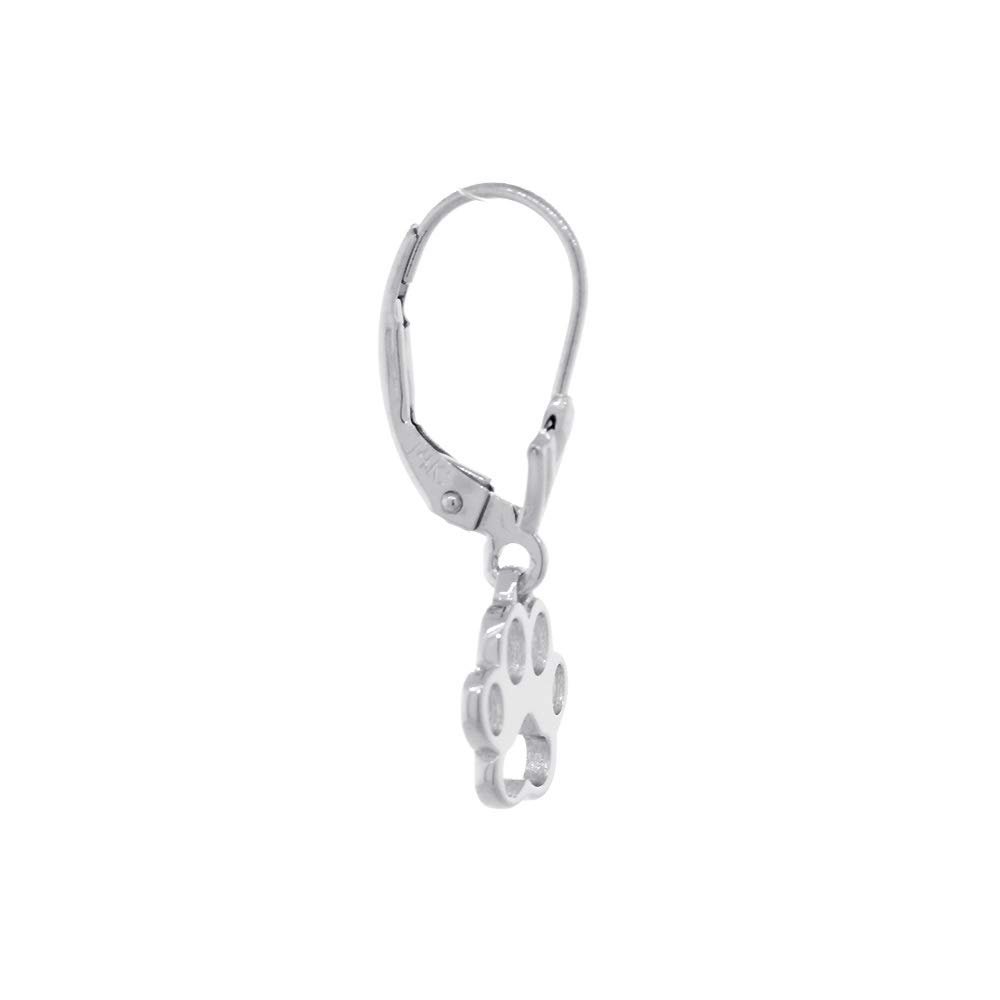 Open Dog Paw Charm Lever Back Earrings in Sterling Silver