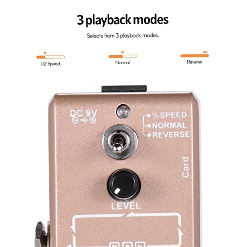summina Mini Guitar Effect Pedal 10 Minutes Recording Time 3 Working Modes True Bypass Full Metal Shell with 1GB Memory Yellow,Grey,Silver