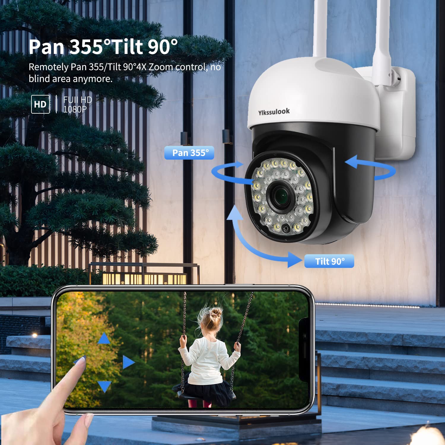 Ylkssulook Outdoor Smart Security Camera 2 Packs,PTZ Outdoor Security Camera,2.4G&5G WiFi Camera for Home Security,Motion Detection,IP65,Night Vision,2 Way Audio,Free Cloud Storage