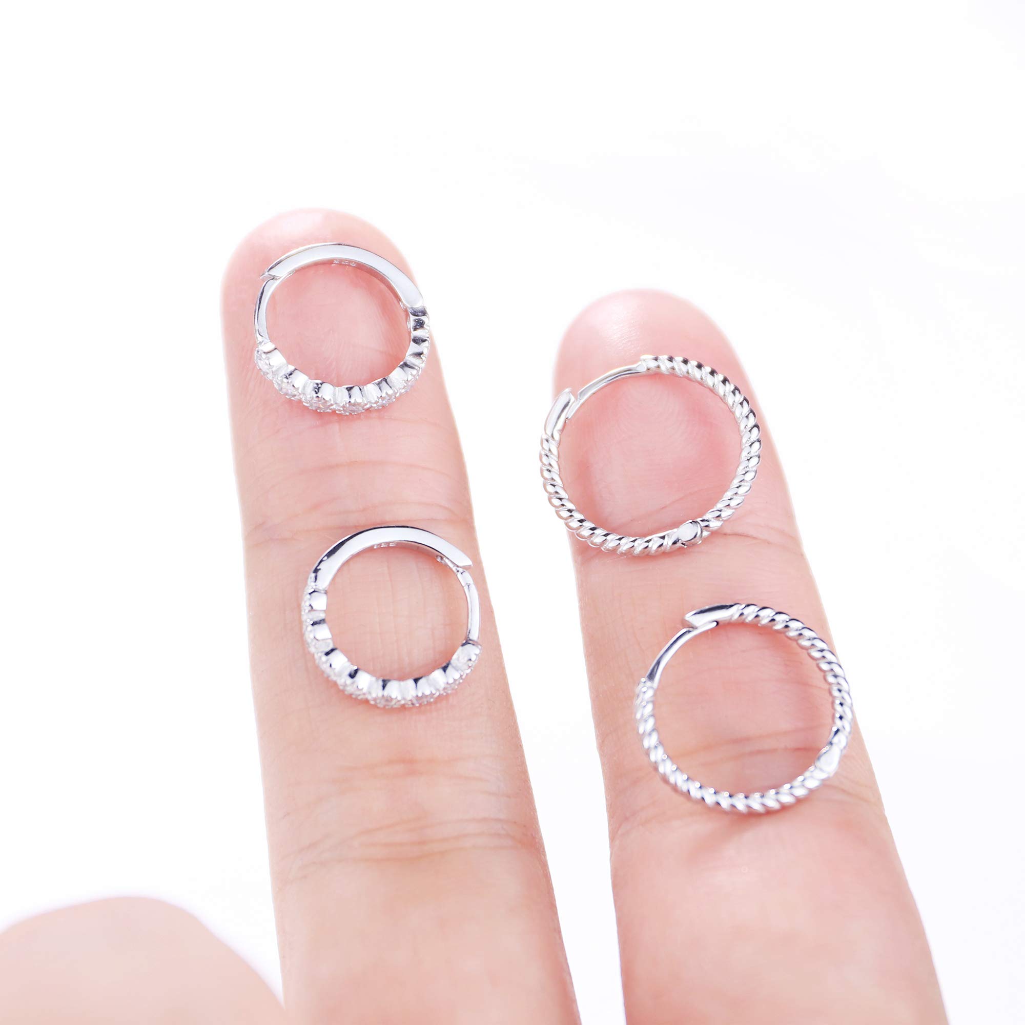 Milacolato 2Pairs Sterling Silver Small Hoop Earrings