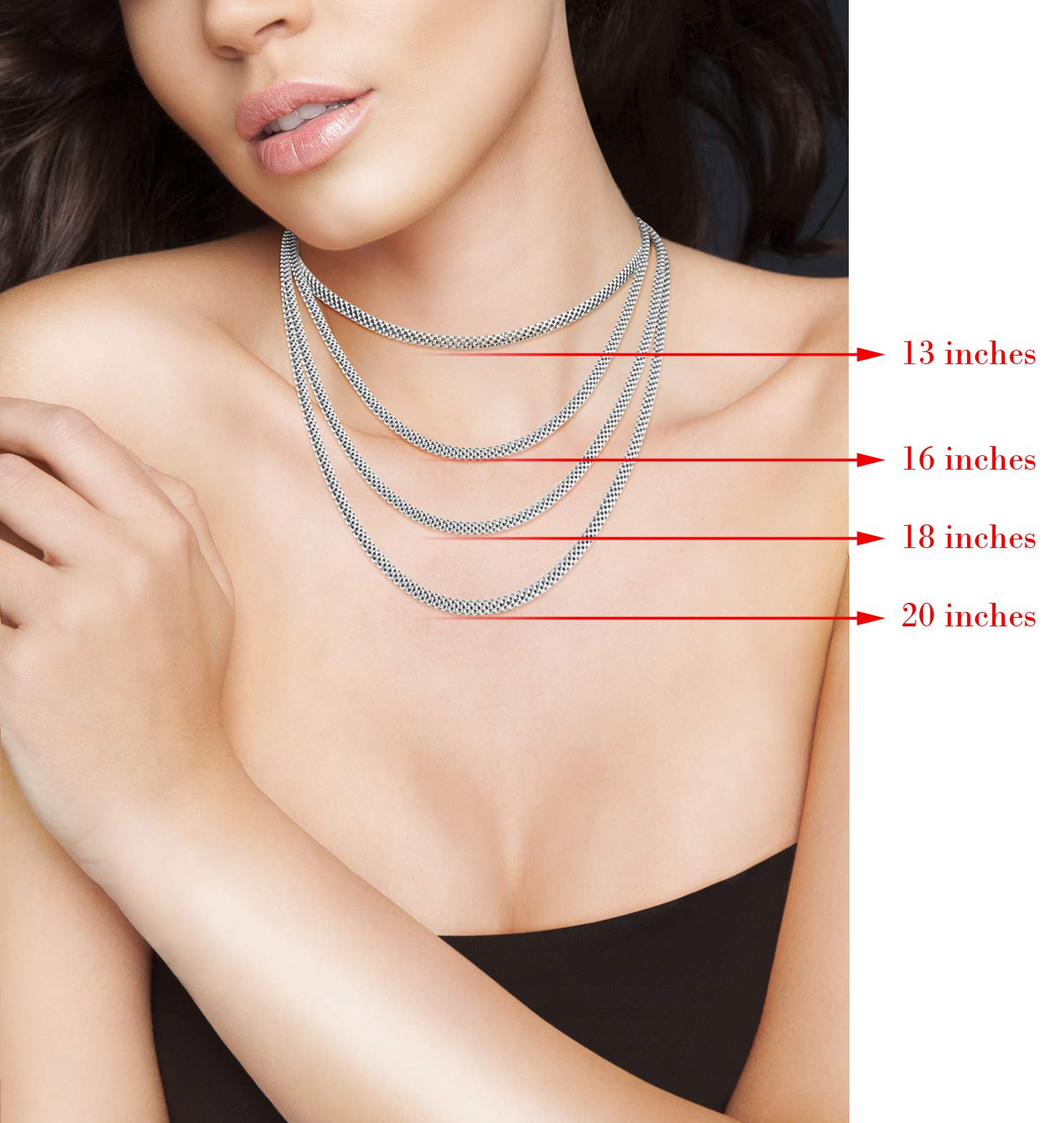 Miabella 925 Sterling Silver Italian 4mm Mesh Link Chain Necklace for Women, Made in Italy (Length 20 Inches)