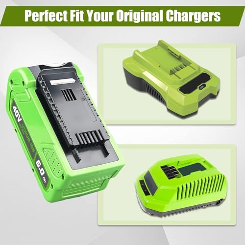 PDstation 6000mAh 40V 29462 Lithium Battery 29472 High-Output Battery Replacement for GreenWorks 40v Battery Compatible with GreenWork 40V G-MAX Power Tools 29252 20202 22262 25312 25322 20642 22272