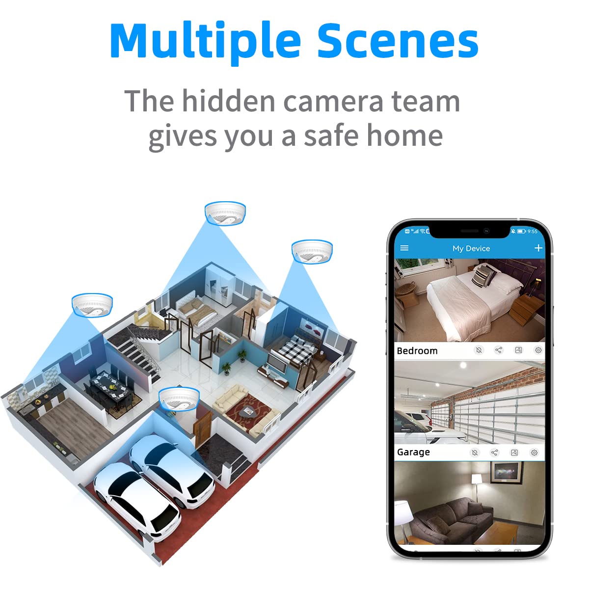 WiFi Camera in Wall Smoke Case,lizvie 1080P Wireless Security Camera with Cell Phone App,Motion Detection,Night Vision for Home and Office Surveillance, Support iOS/Android Multi-User Operation