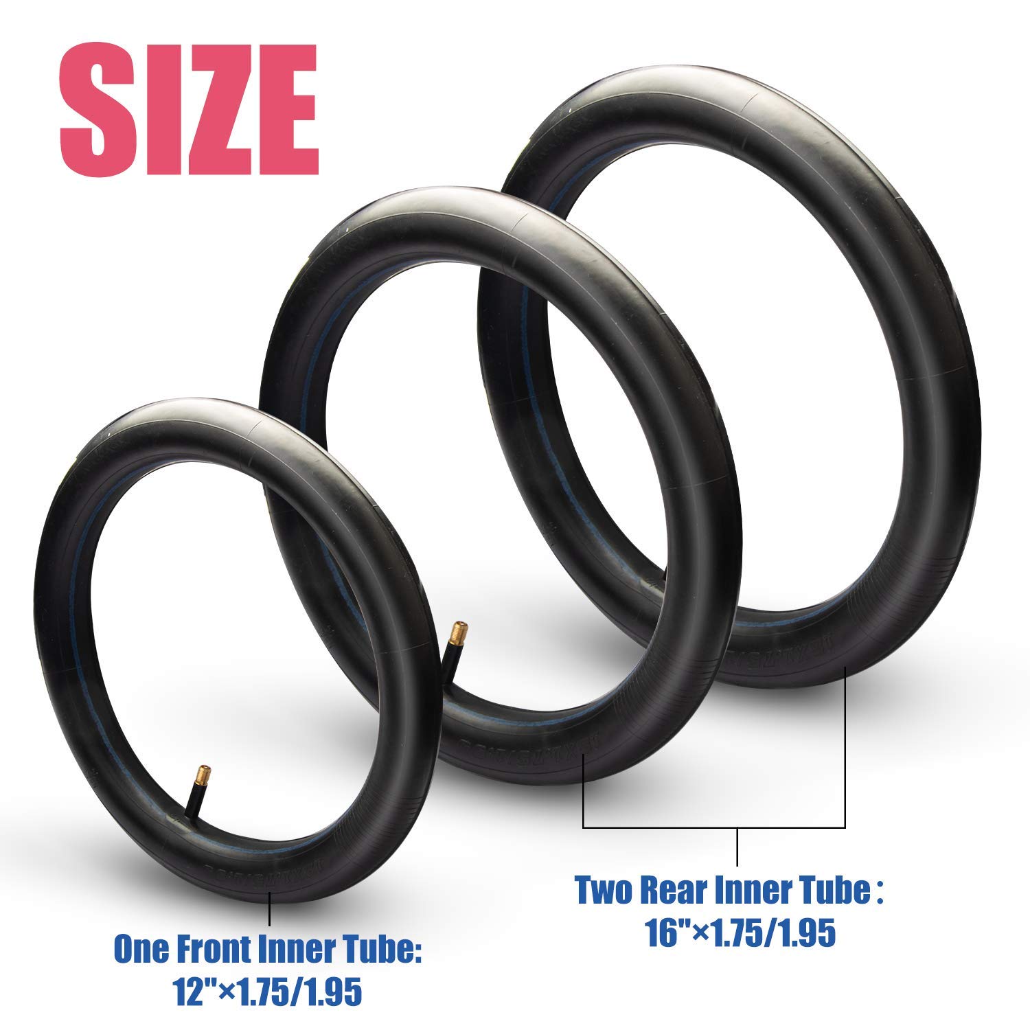 Ponwec Stroller Inner Tire Tube for BOB Gear with 1 Front&2 Rear Wheel Tire Tubes Which Diameters are 12" and 16",Heavy Duty Inner Tube Replacement with 2 Crowbars Fit Most of Strollers & Baby Jogger