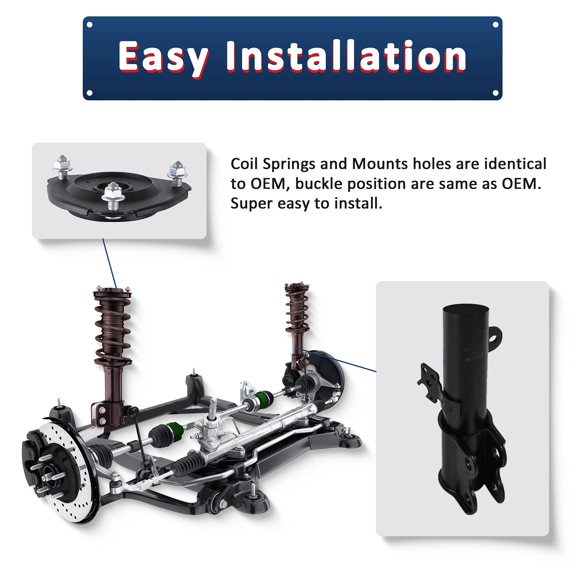 MOSTPLUS 172378 172379 Front Complete Strut Assemblies Compatible for Nissan Sentra 2007 2008 2009 2010 2011 2012 Sedan 2.0L (Set of 2)