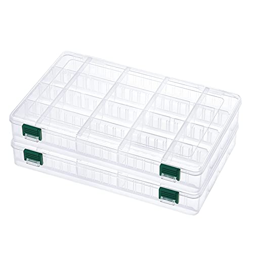 Piscifun Fishing Tackle Boxes, Plastic Clear Fishing Tackle Trays with Removable Dividers, 3600 Storage Organizer Boxes, 2 Packs Tackle Trays