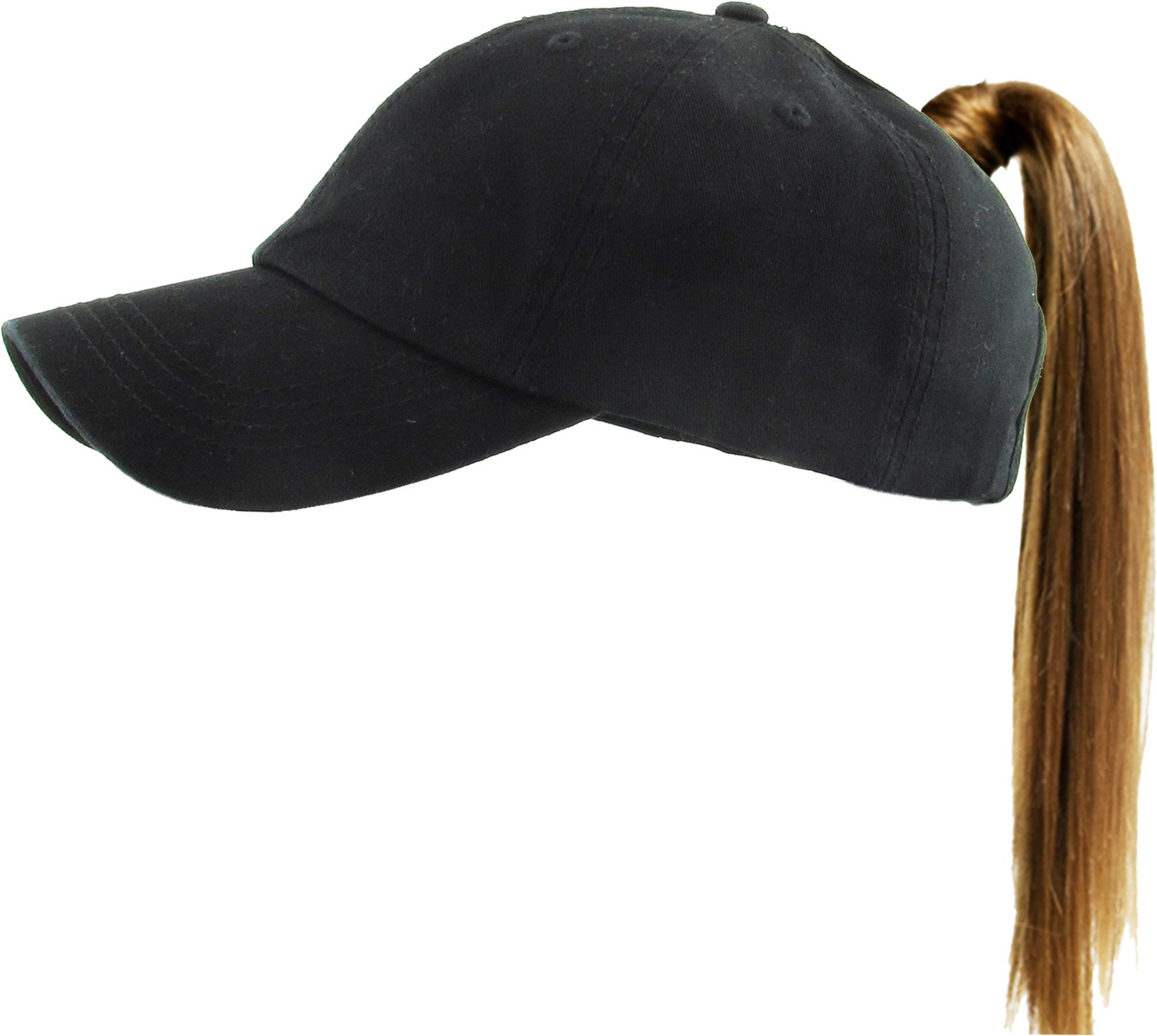 Pony-Classic KHK Classic Plain Ponytail Messy High Bun Headwear Adjustable Cotton Trucker Mesh Glitter Hat Baseball Cap (Adjustable, Khaki Classic)