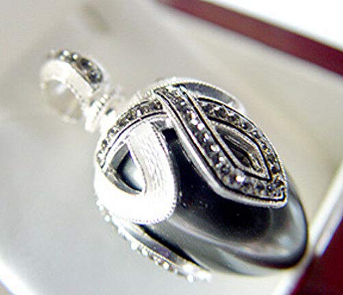 PENDANT STERLING SILVER GENUINE BLACK PEARL ENAMEL BEAUTIFUL JEWELRY